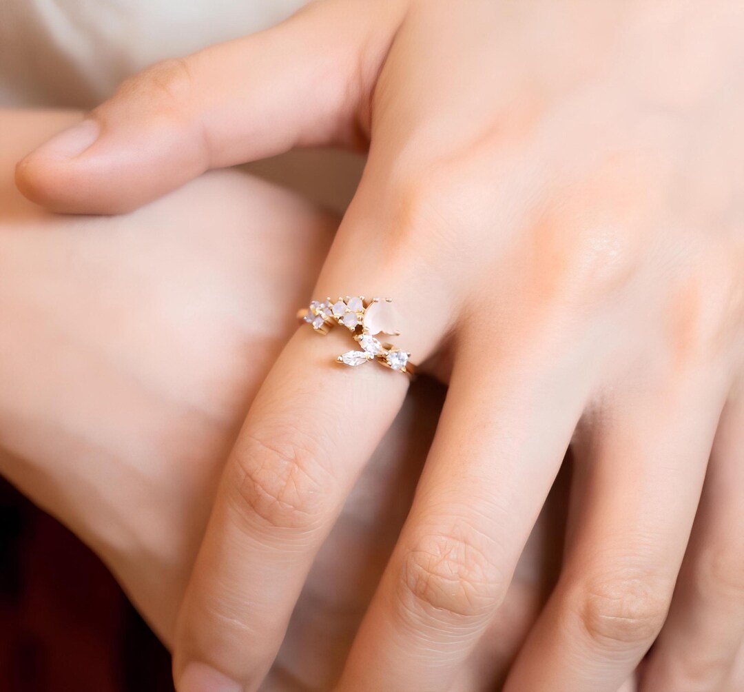 Rosaline Heart Ring: Adjustable Pink Crystal Band, Promise Ring ...