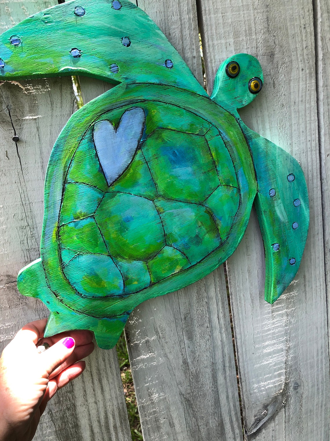 Painted Wooden Turtle Turtle Art Turtle Wall Hanging Sea | Etsy