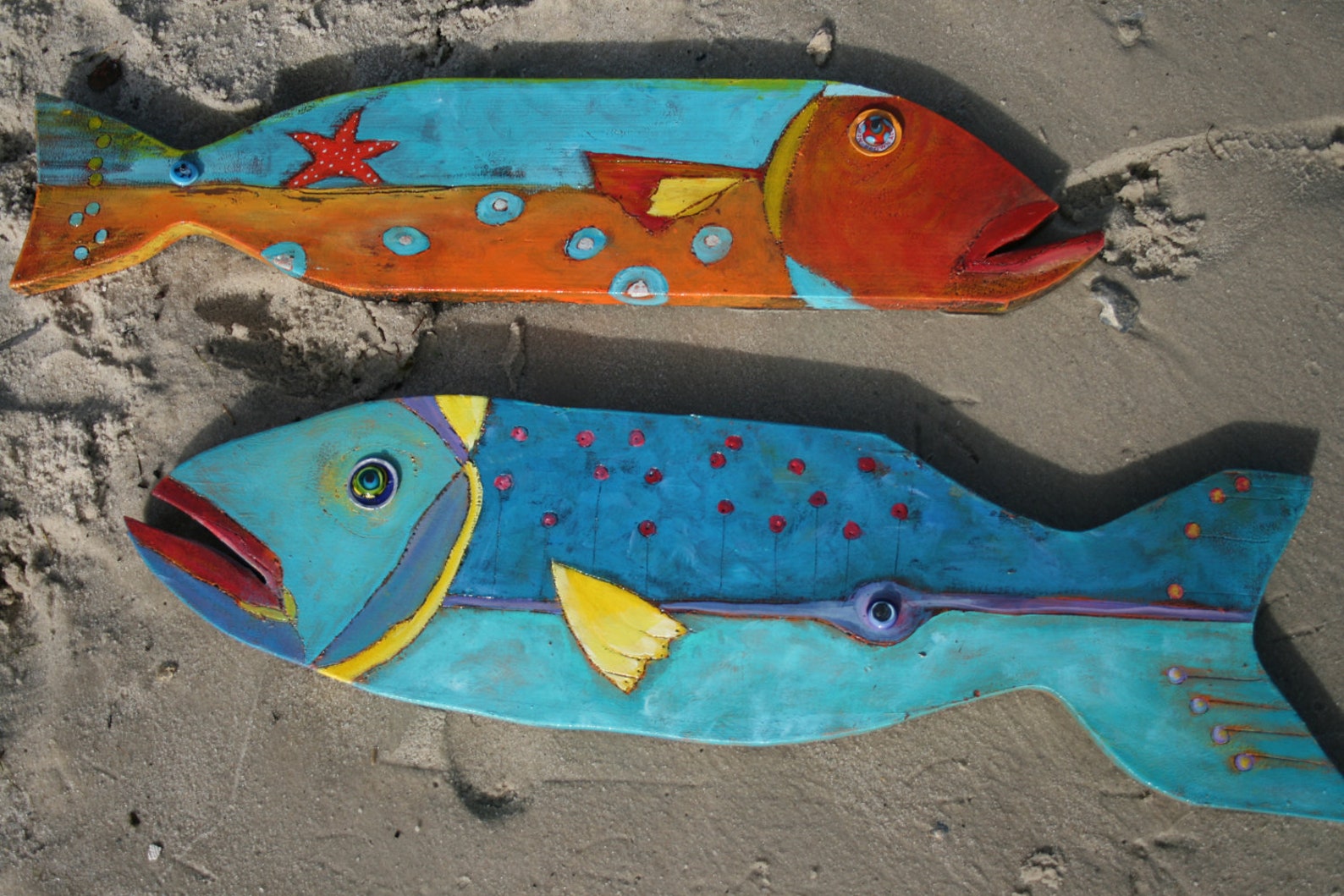 Wooden Fish Painted Wooden Fish Fish Wall Hanging Wood - Etsy