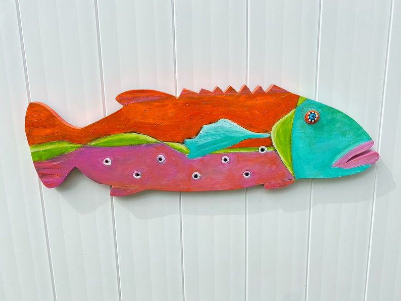 Painted Wooden Fish Wooden Fish Painted Fish Fishing - Etsy
