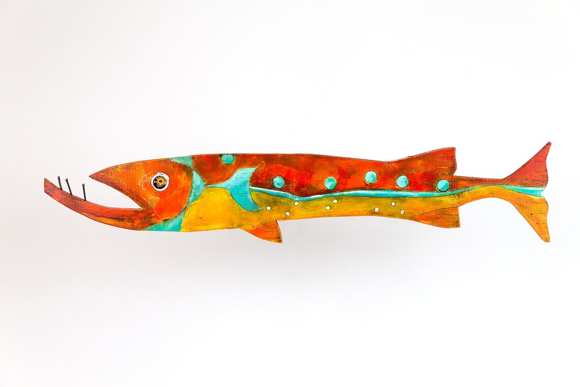 Painted Wooden Fish Wooden Fish Painted Fish Fishing - Etsy