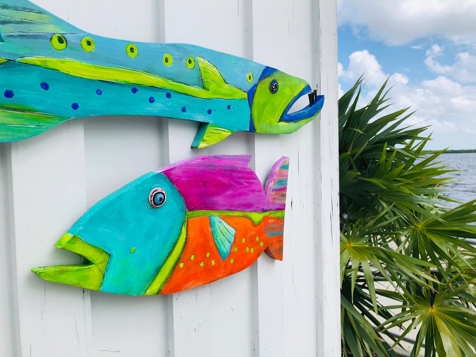Painted Wooden Fish Wooden Fish Painted Fish Fish Wall | Etsy