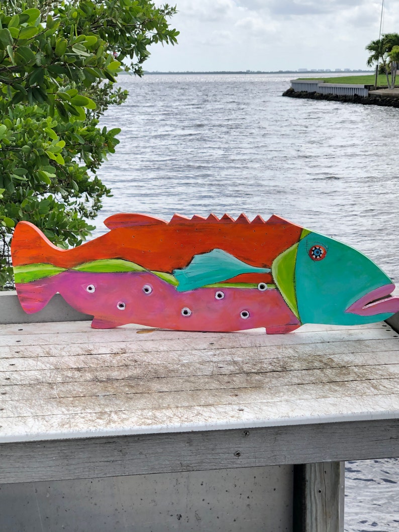 Painted Wooden Fish Wooden Fish Painted Fish Fishing - Etsy