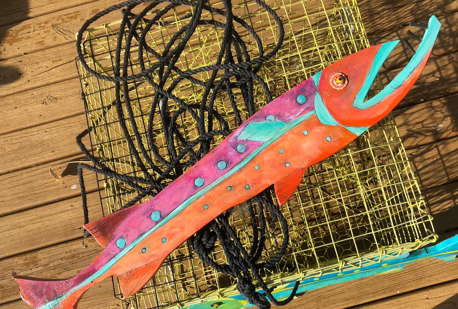 Painted Wooden Fish Wooden Fish Painted Wooden Fish - Etsy