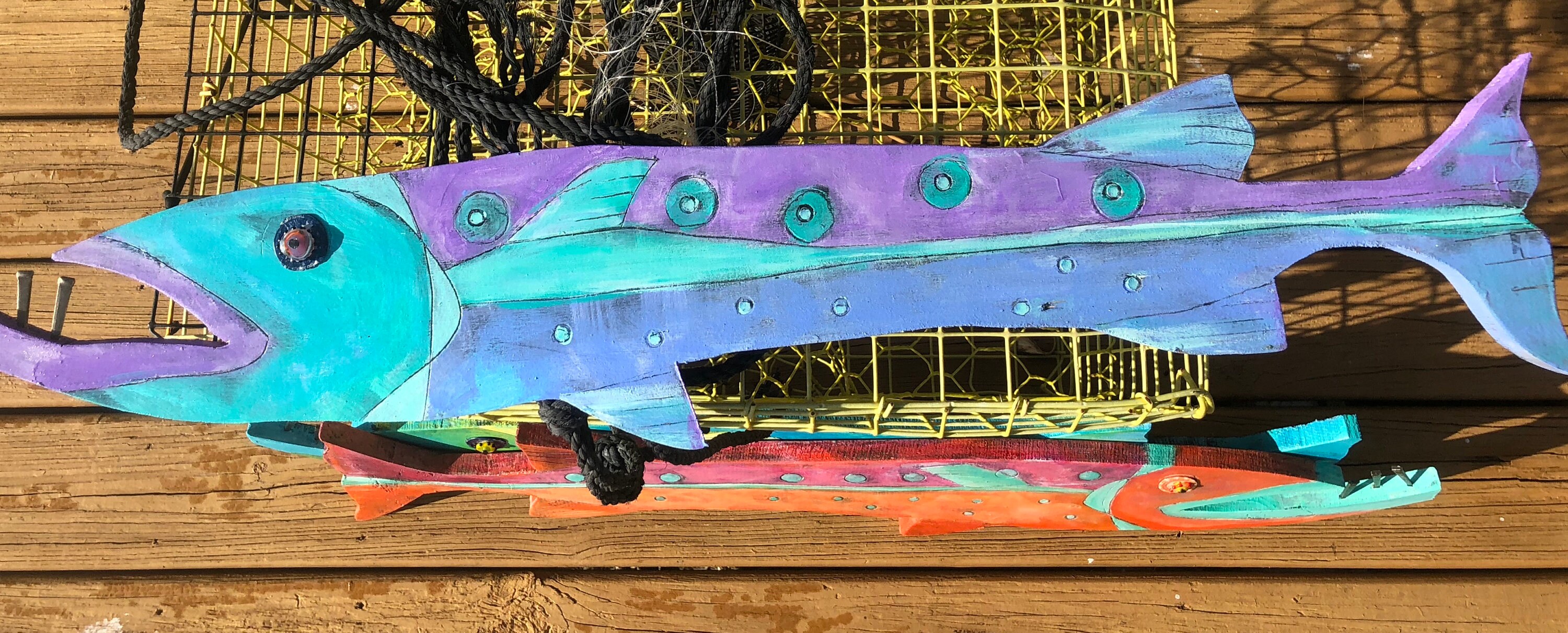Painted fish wooden fish beach wall decor painted | Etsy