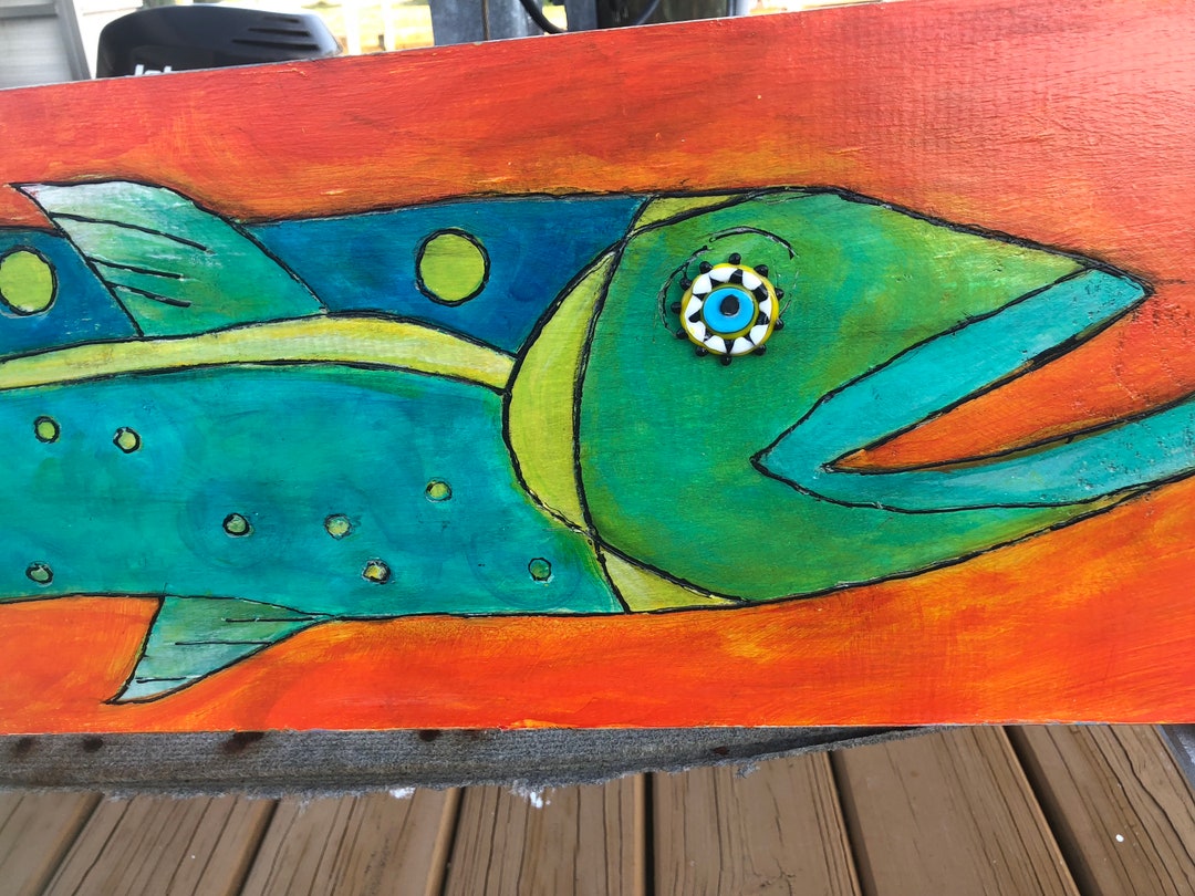 Painted Fish Wooden Fish Painted Wooden Fish Painted Fish - Etsy