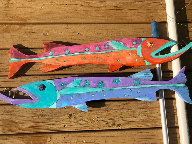 Painted Wooden Fish Wooden Fish Painted Wooden Fish | Etsy