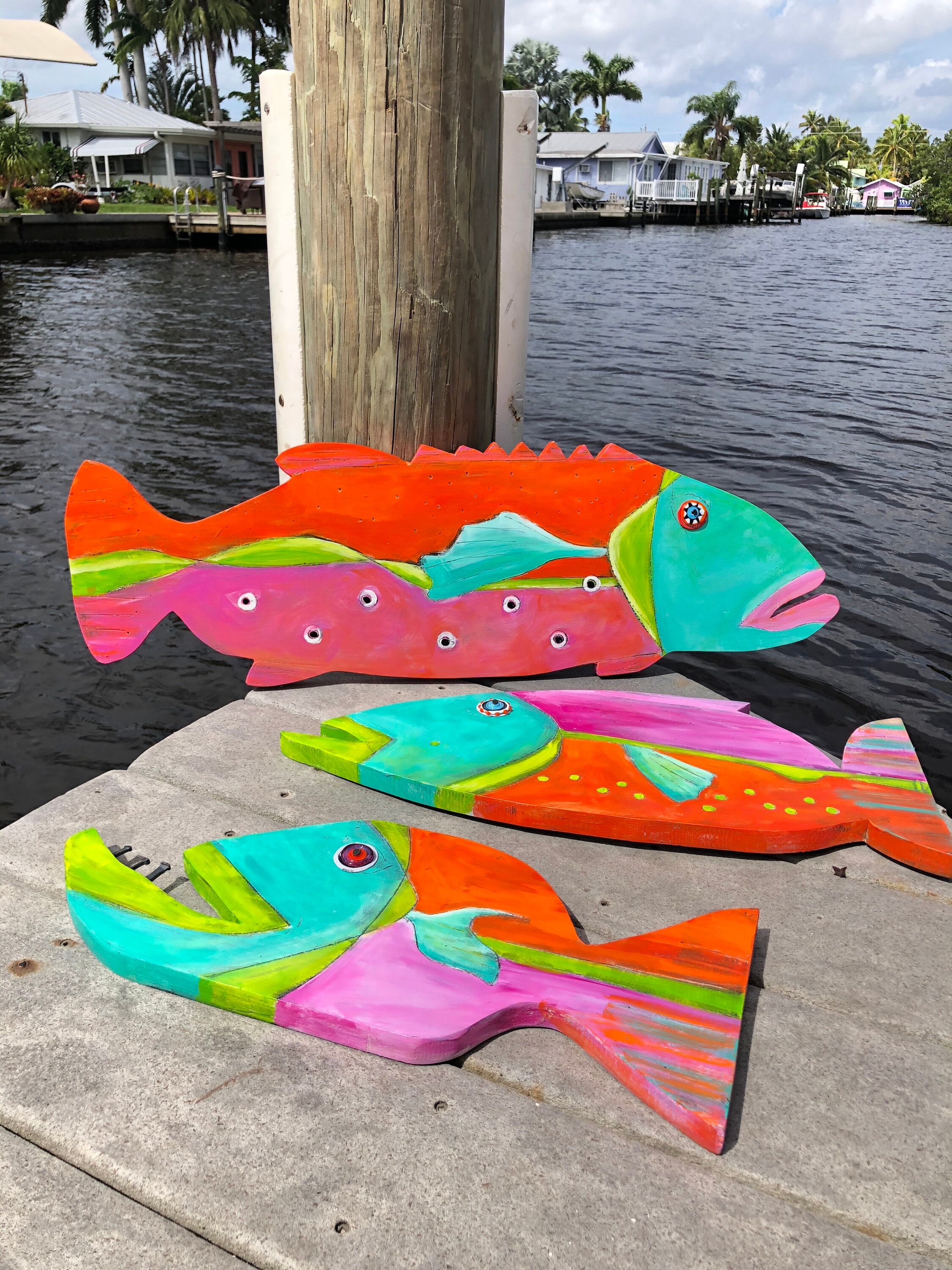 Painted Wooden Fish Wooden Fish Painted Fish Fishing | Etsy