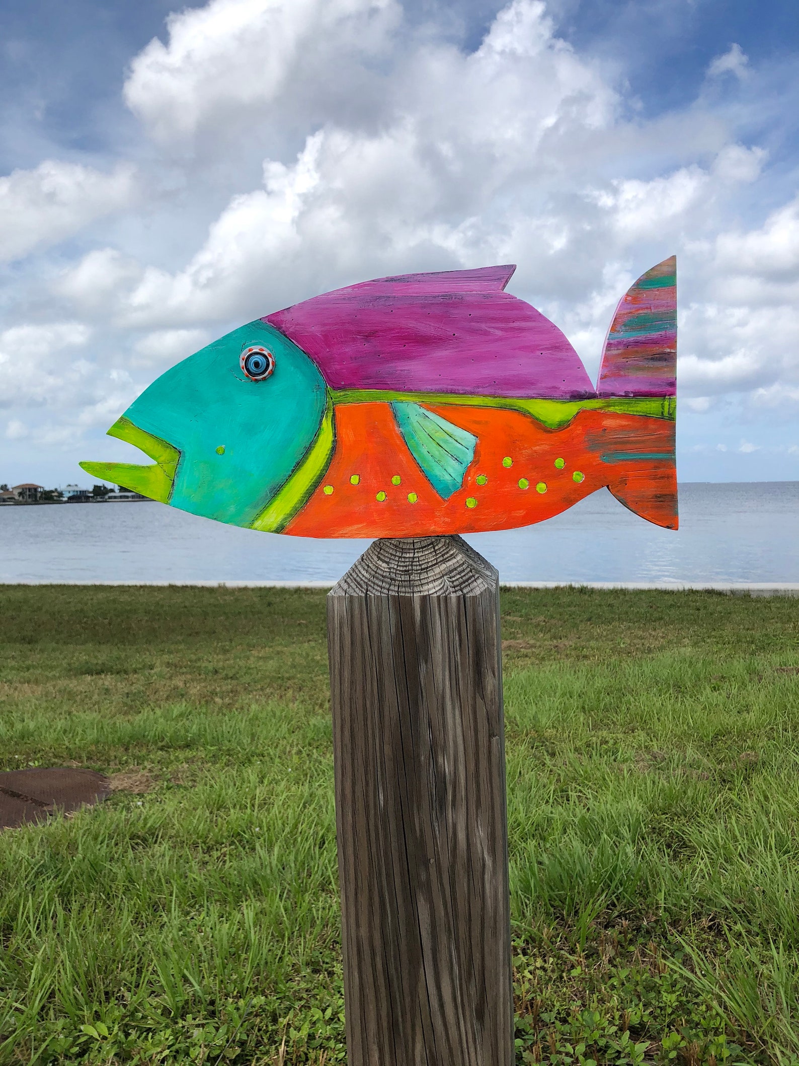 Painted Wooden Fish Wooden Fish Painted Fish Fish Wall | Etsy