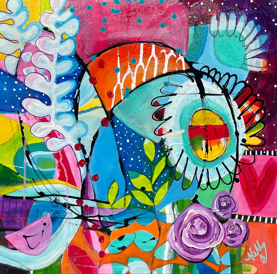 Dancing in the Moonlight, Abstract Painting, Colorful Abstract Painting ...