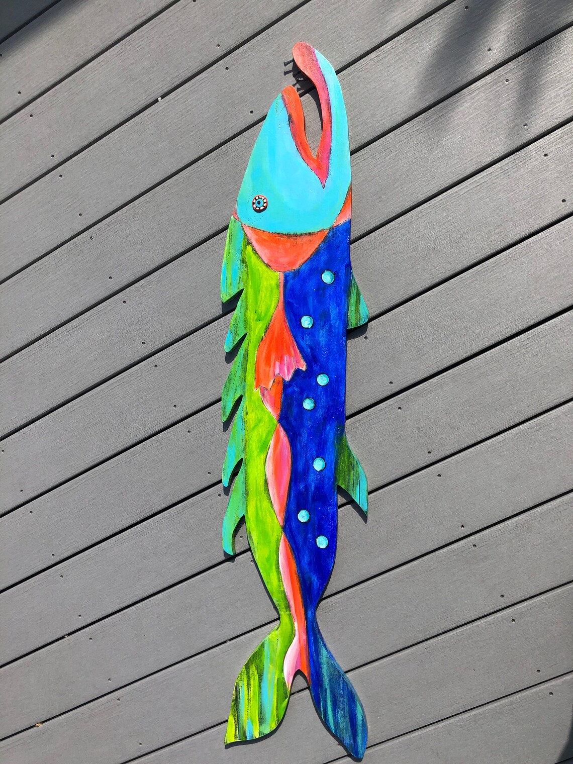 Painted Wooden Fish Wooden Fish Painted Fish Fishing Fish - Etsy