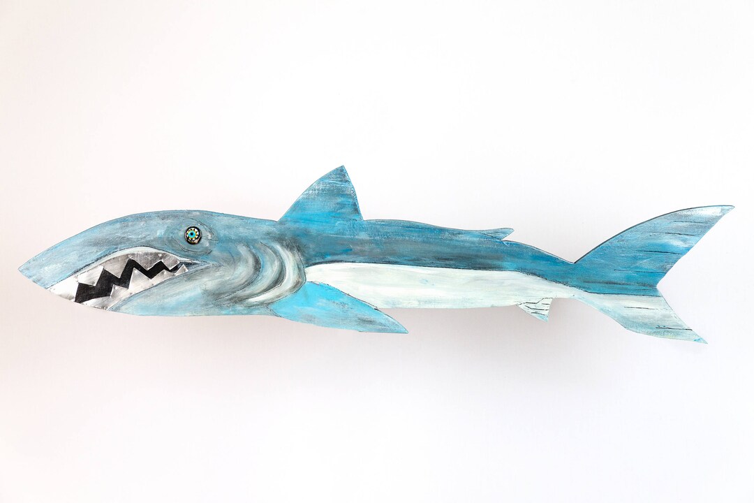 Shark Art, Painted Shark, Wooden Shark, Shark Art, Sharks, Sea Life ...