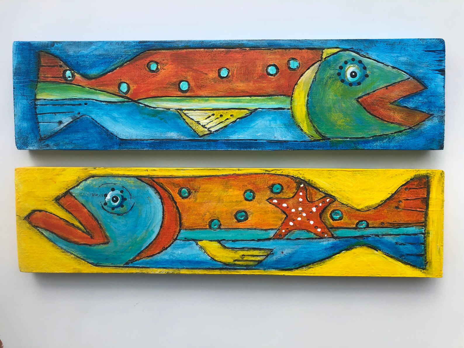 Tony the Timber Fish Wooden Fish Painted Fish Painted - Etsy