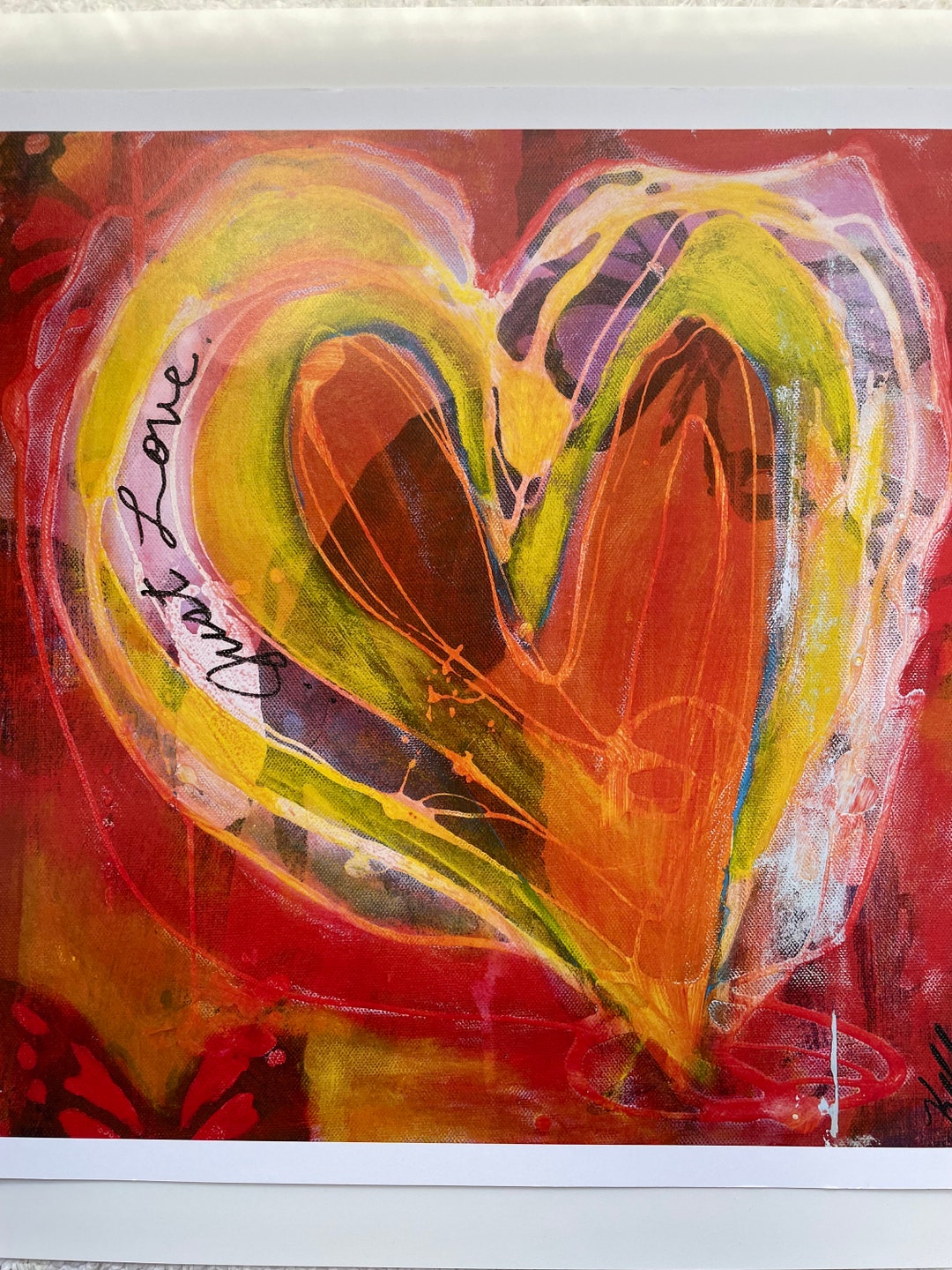 Just Love, Abstract Heart Print, Abstract Heart Painting, Abstract ...