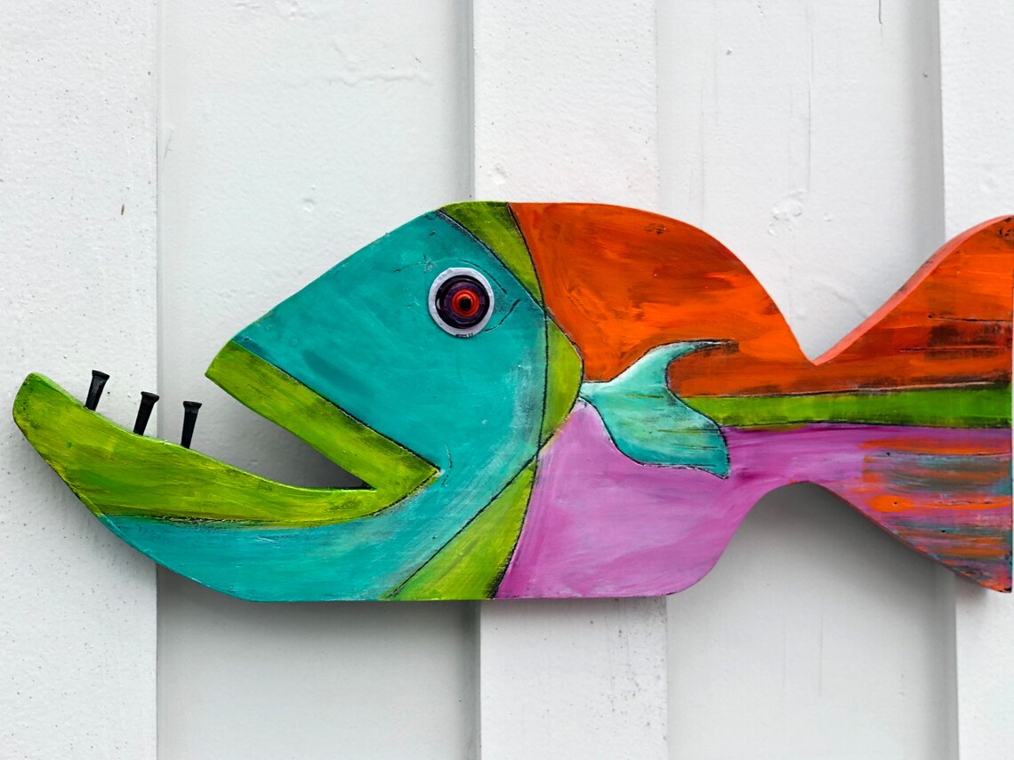 Painted Wooden Fish Wooden Fish Painted Fish Fishing | Etsy
