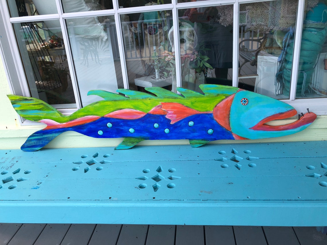 Painted Wooden Fish Wooden Fish Painted Fish Fishing Fish - Etsy