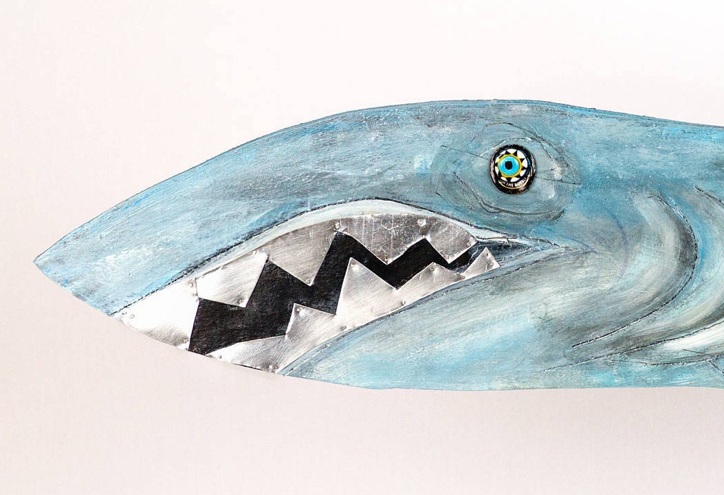 Shark Art Painted Shark Wooden Shark Shark Art Sharks Sea - Etsy