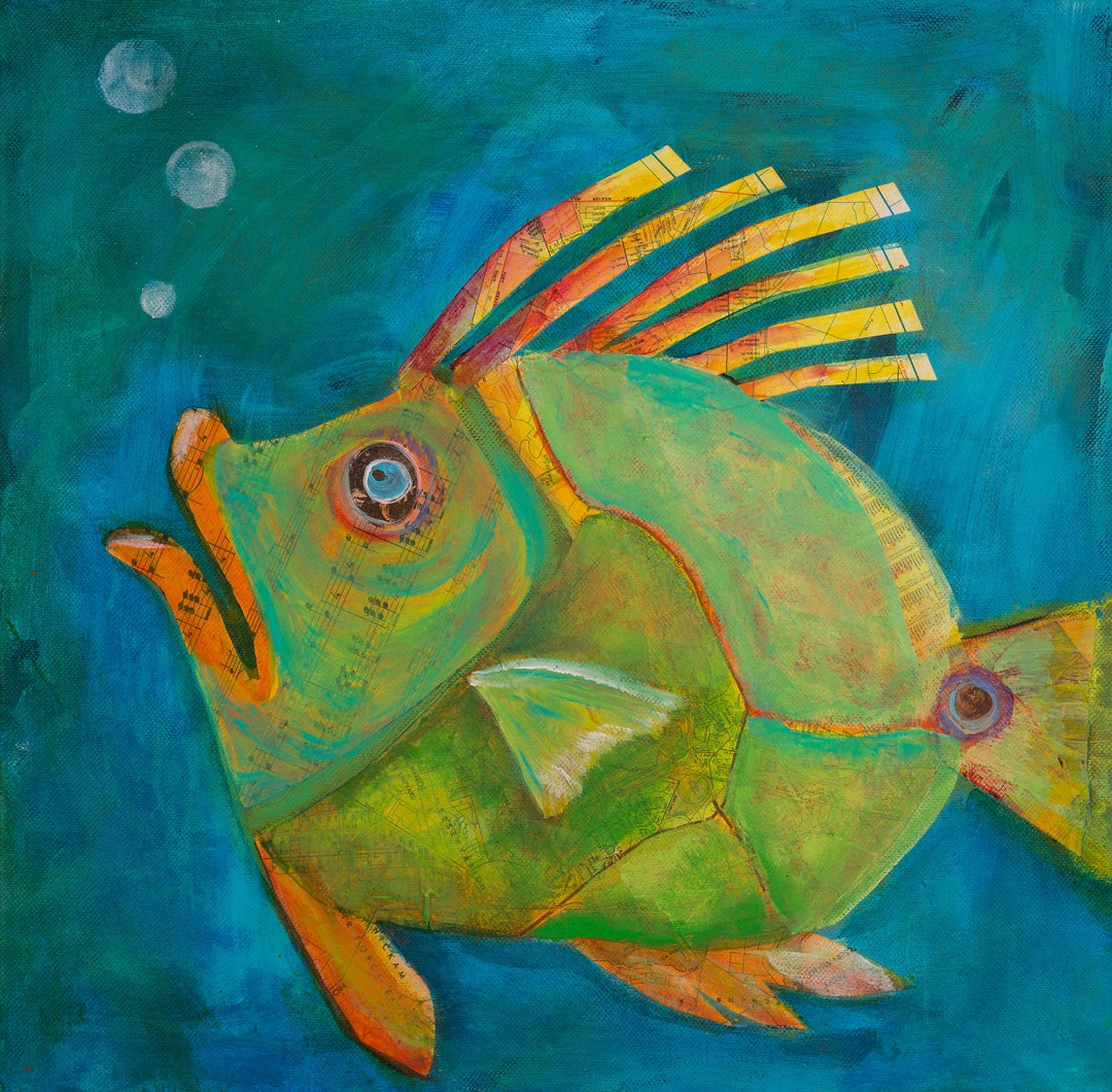 Bubbles PRINT Fish Paintings Tropical Fish Paintings Fish - Etsy