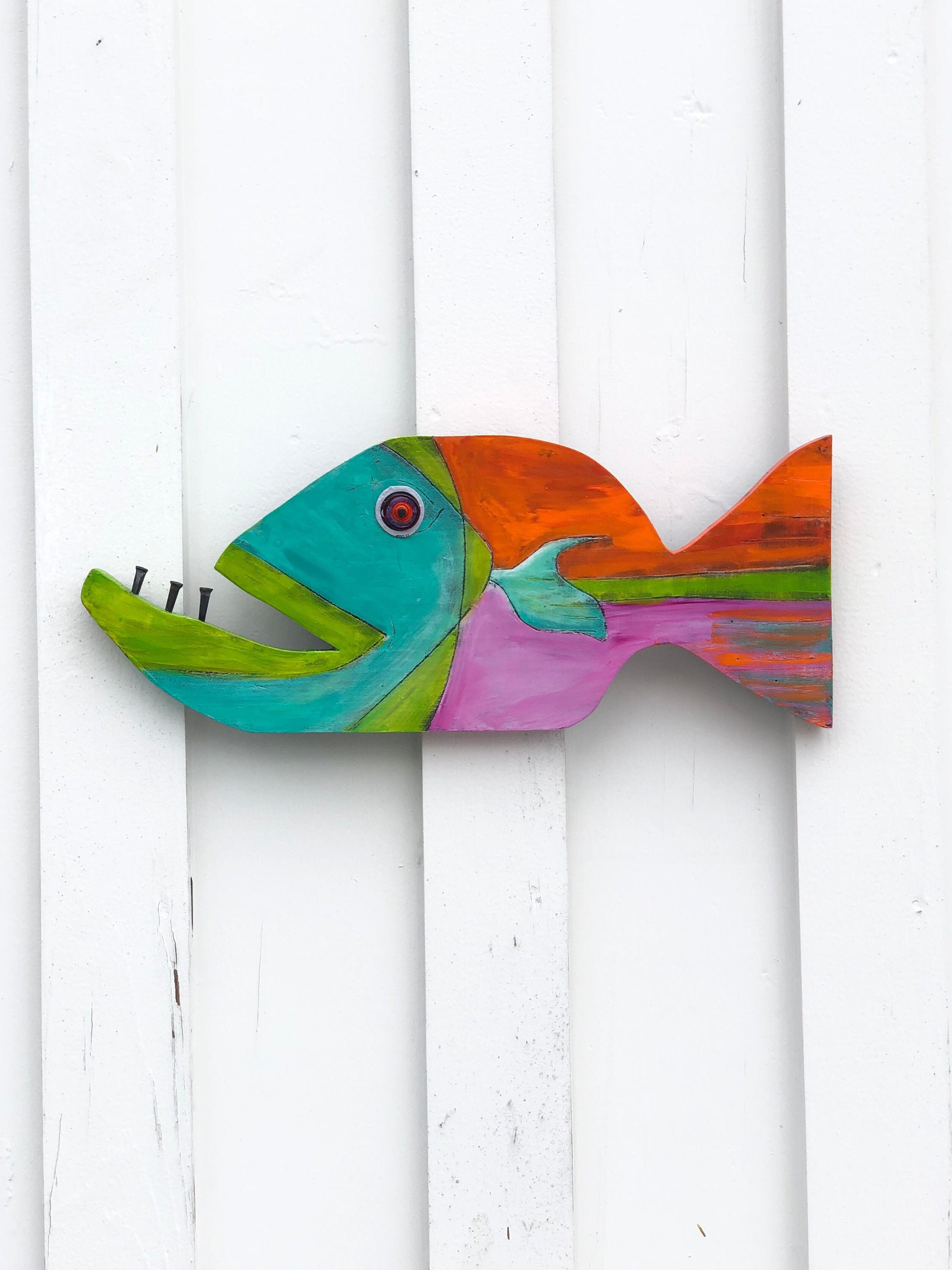 Painted Wooden Fish Wooden Fish Painted Fish Fishing | Etsy