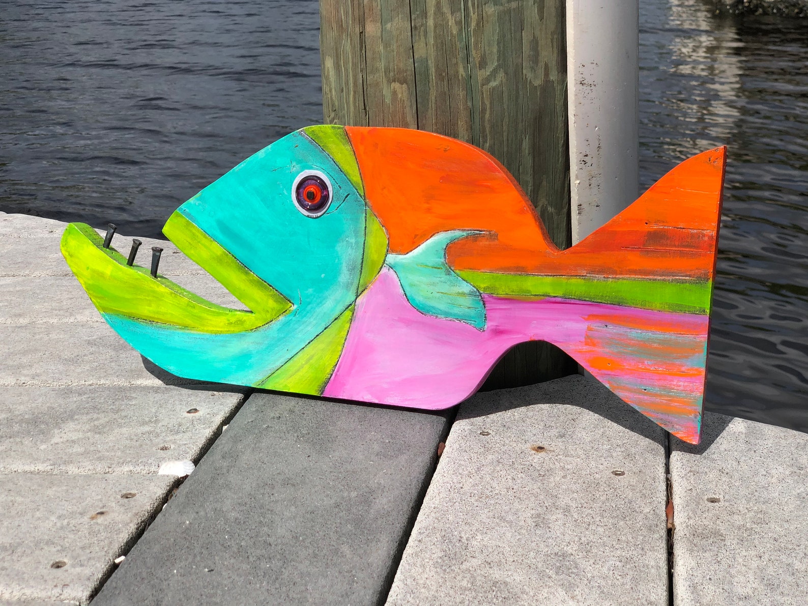 Painted Wooden Fish Wooden Fish Painted Fish Fishing | Etsy