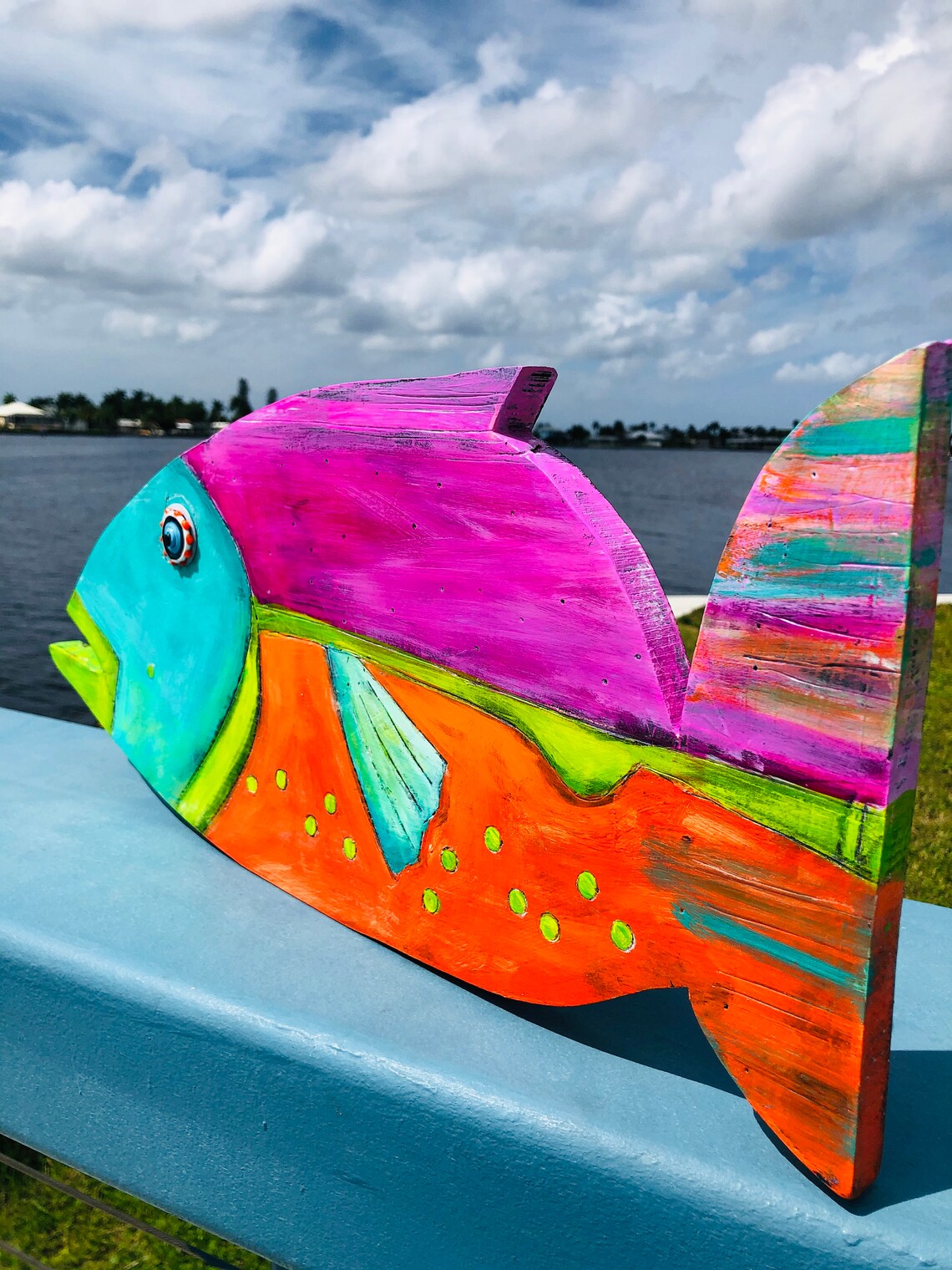 Painted Wooden Fish Wooden Fish Painted Fish Fish Wall | Etsy