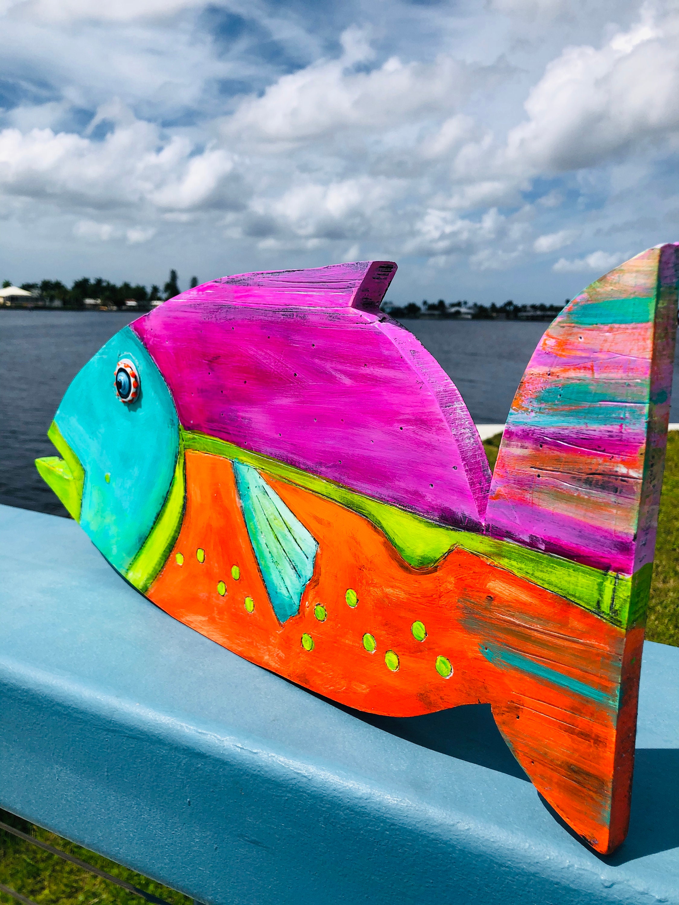 Painted Wooden Fish Wooden Fish Painted Fish Fish Wall | Etsy