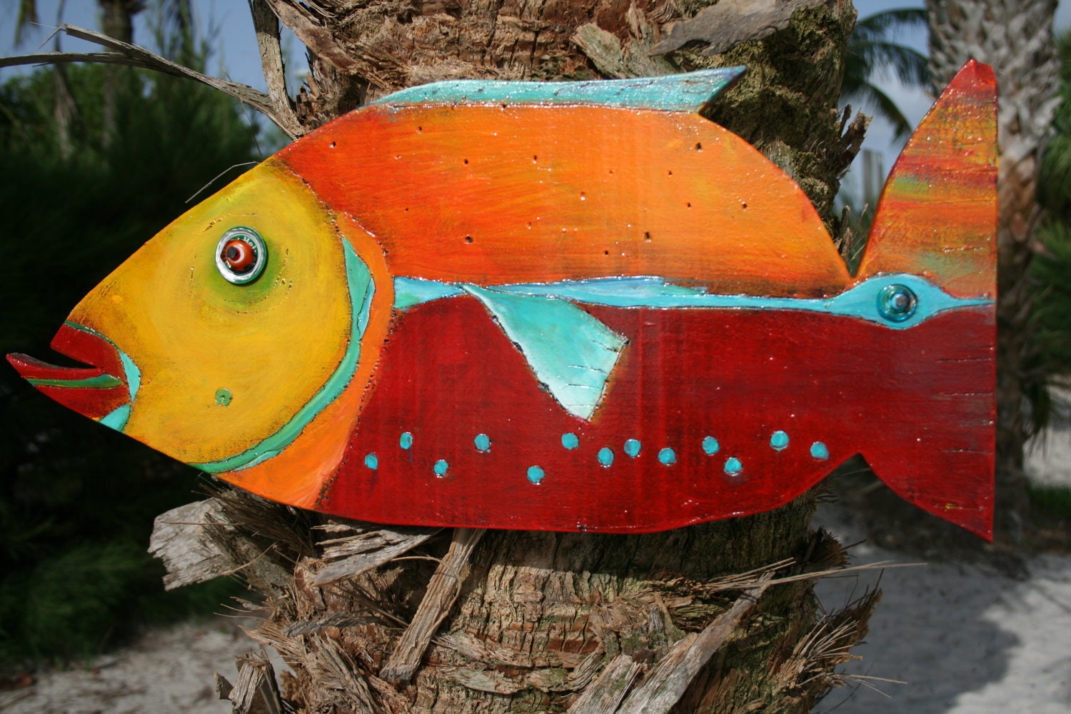 Beach Wall Decor Painted Wooden Fish Wooden Fish Painted | Etsy UK