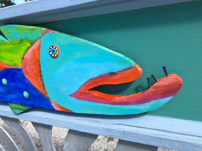 Painted Wooden Fish Wooden Fish Painted Fish Fishing Fish - Etsy