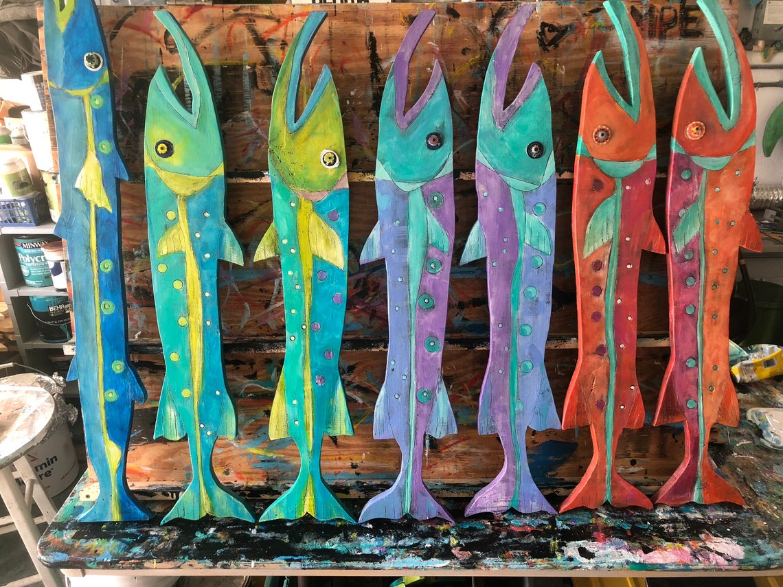 Painted Wooden Fish Wooden Fish Painted Wooden Fish - Etsy