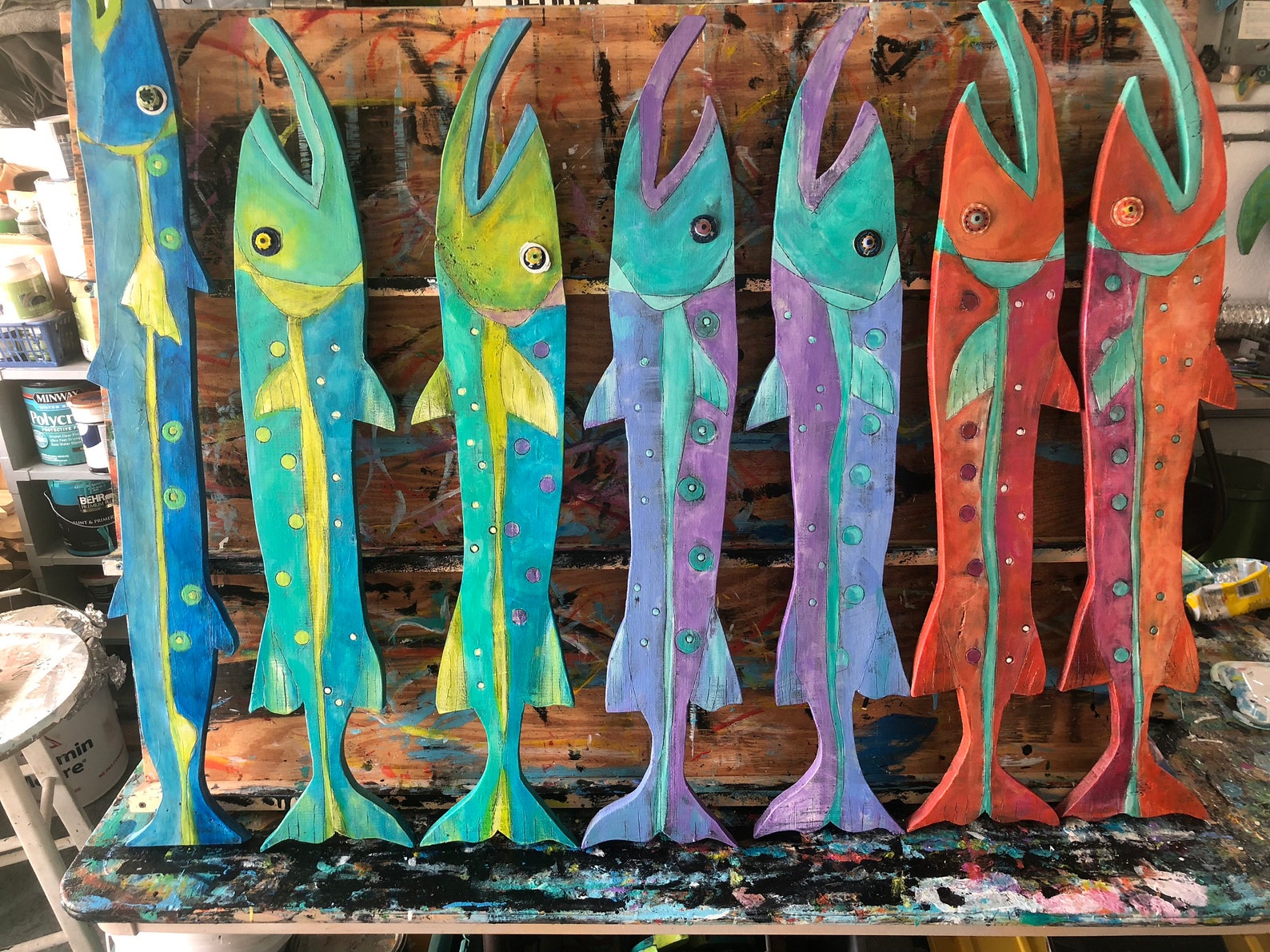 Painted Wooden Fish Wooden Fish Painted Wooden Fish - Etsy