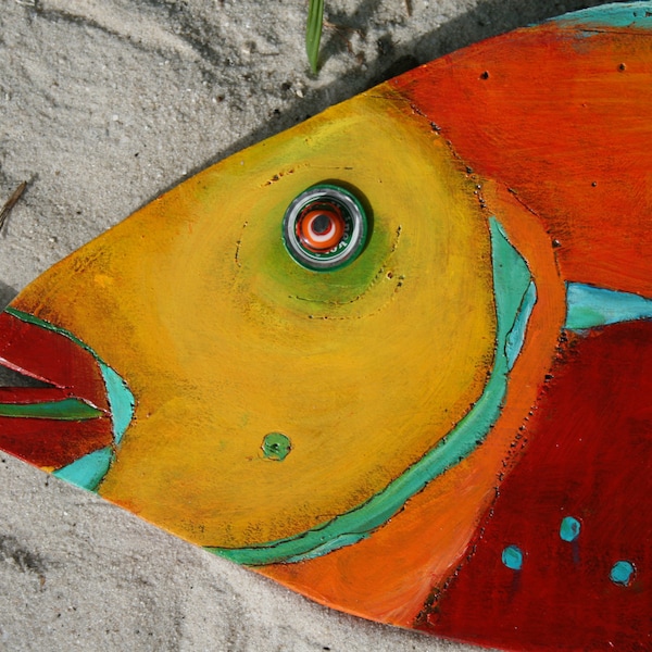 Painted Wood Fish - Etsy