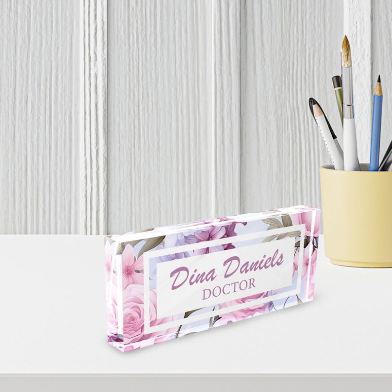 Desk Plaque, Acrylic Name Plate for Desk, Teacher Name Plate ...