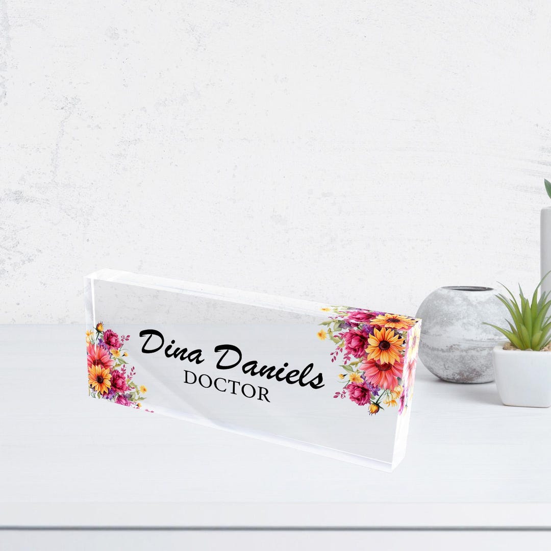 Personalized Clear Acrylic Desk Name Plate: Custom Office Decor Gift - Etsy