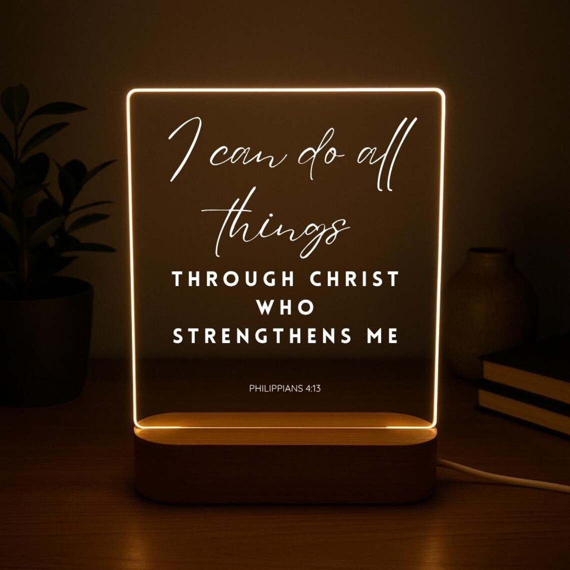 Personalized Bible Verse LED Light: Christian Home Decor - Etsy