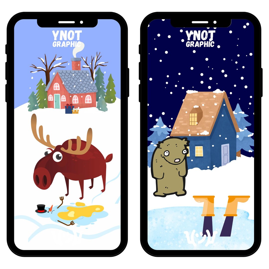 Phone Background, Wallpaper, Digital Download, Moose, Bear, Frosty ...