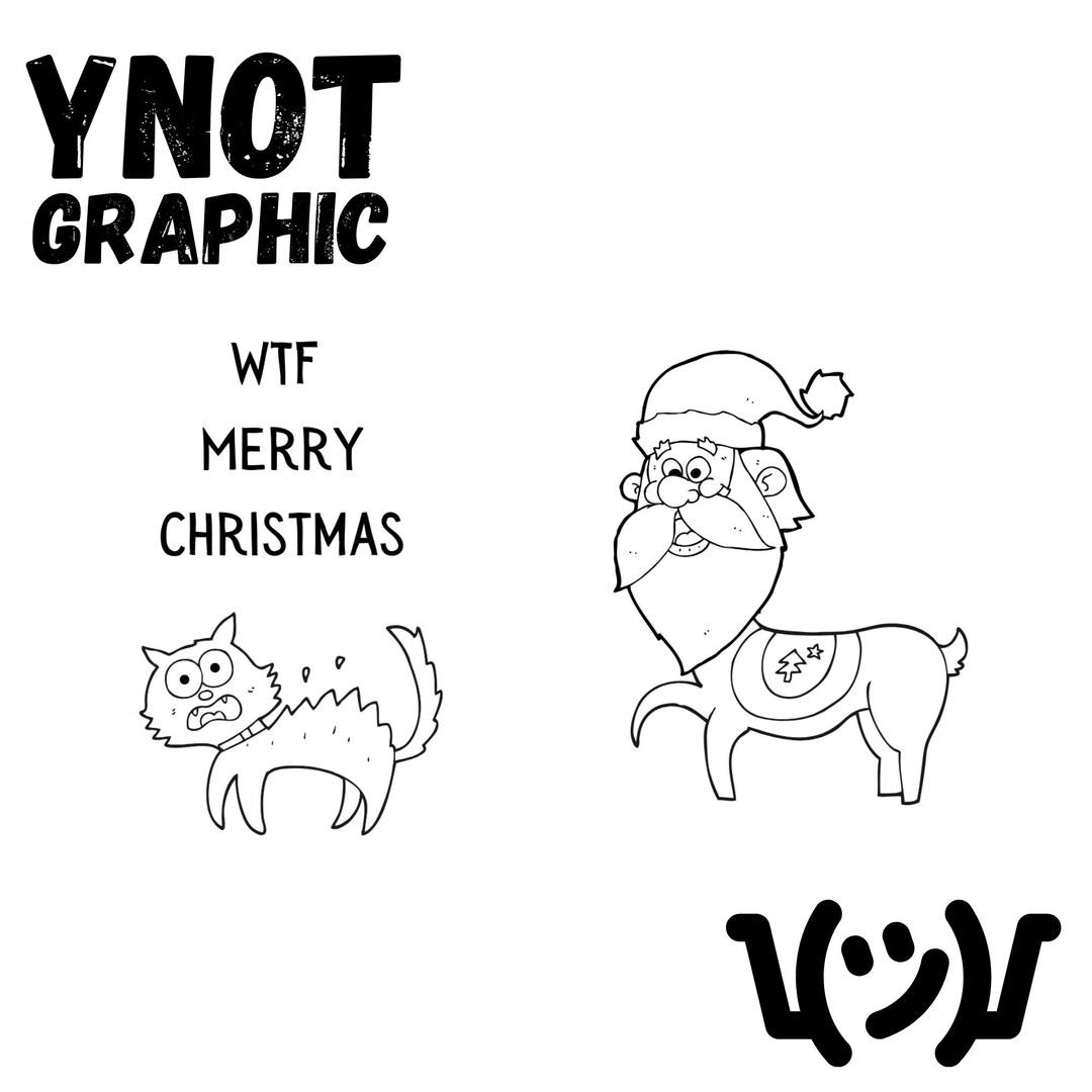 Instant Digital Download, Art Print, Santa, Cat, Reindeer, Merry ...
