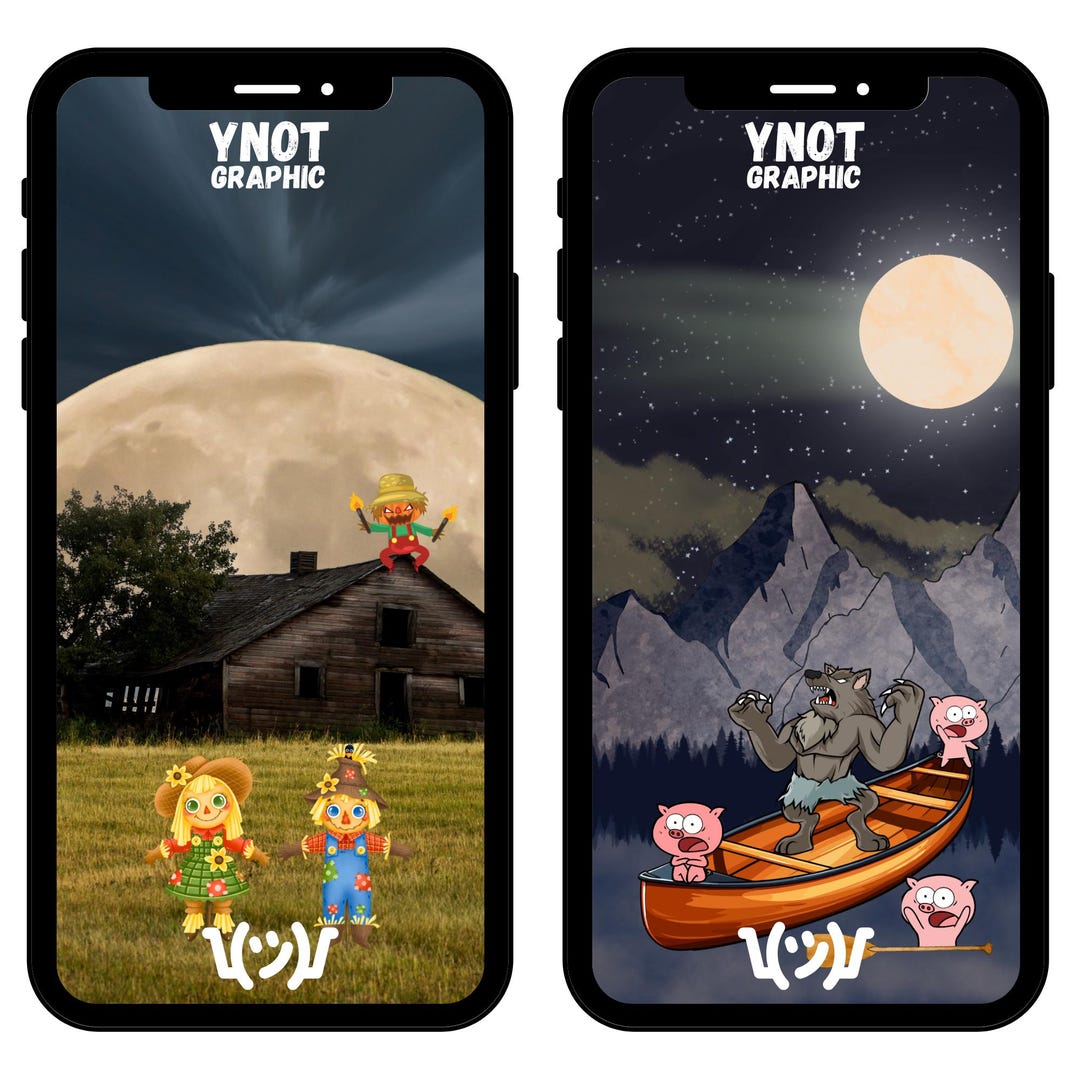 Phone Background, Wallpaper, Digital Download, Scarecrow, Moon, Barn ...