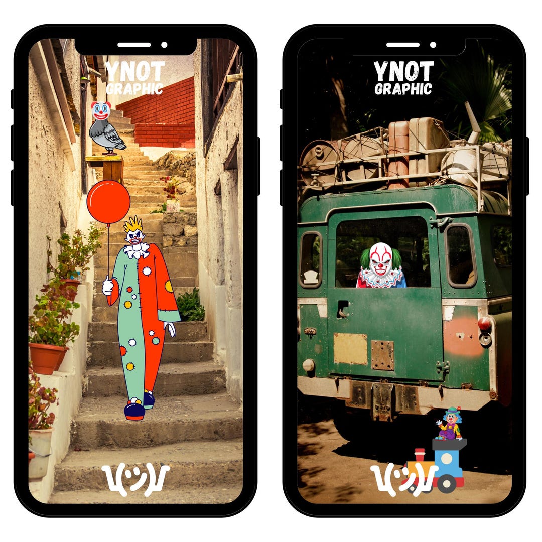 Phone Background, Wallpaper, Digital Download, Clown, Balloon, Pigeon ...