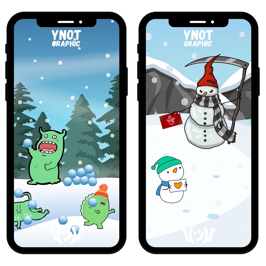 Phone Background, Wallpaper, Digital Download, Monster, Snowball Fight ...