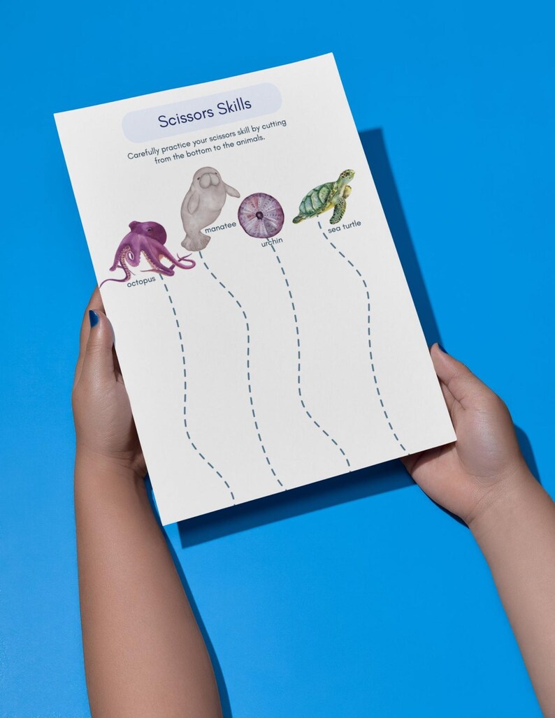 Ocean Scissor Skills Worksheets | Cutting Practice for Kids | Fine ...