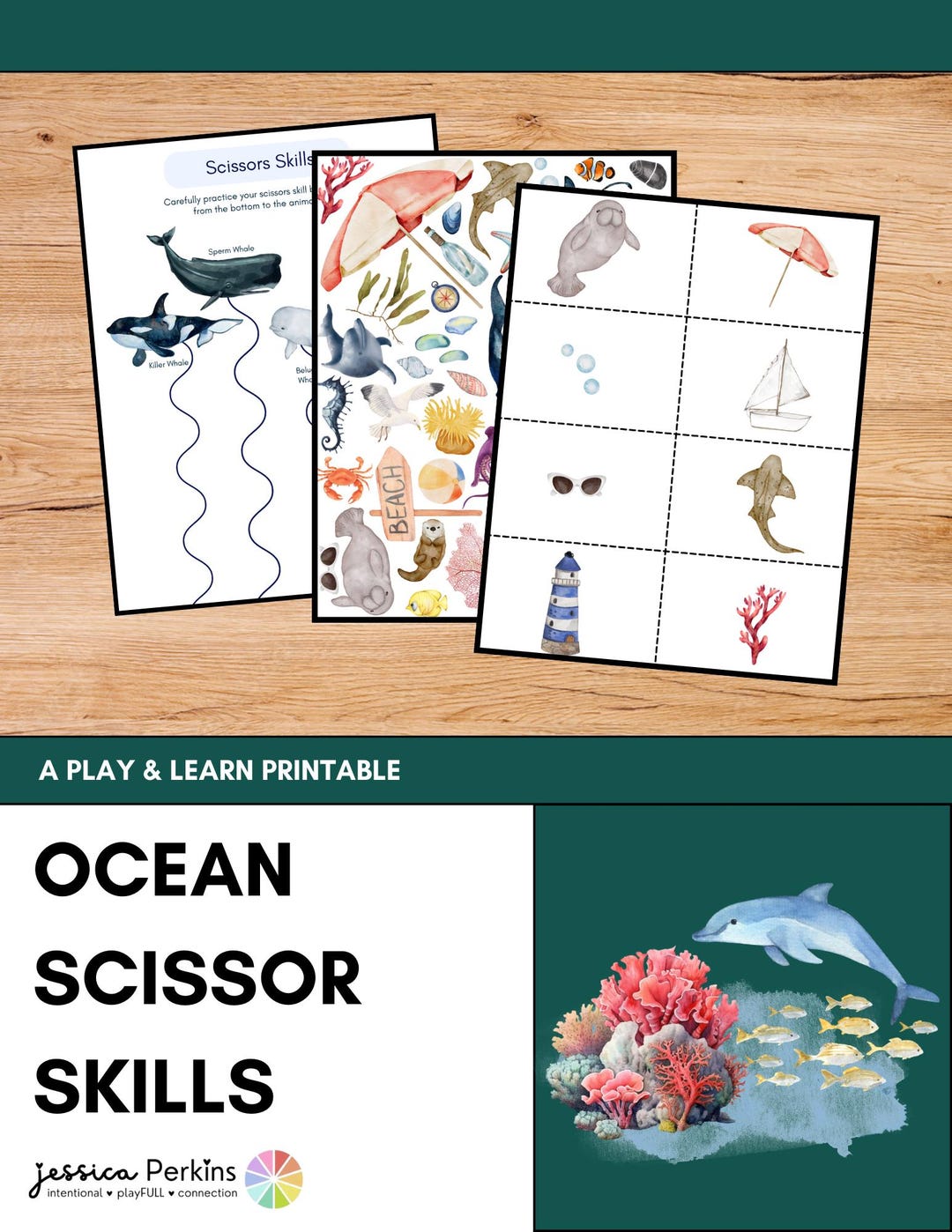 Ocean Scissor Skills Worksheets | Cutting Practice for Kids | Fine ...