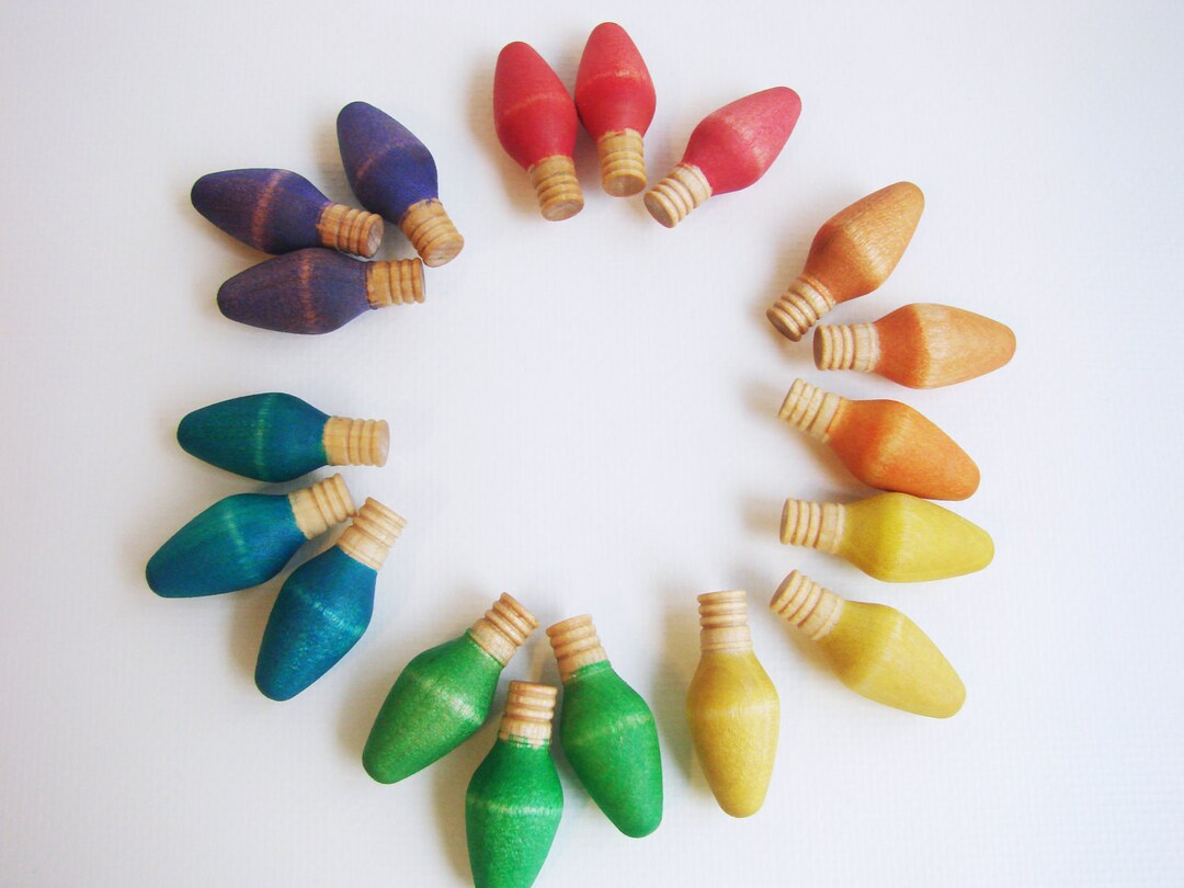 Math and Counting Toy Wood Colored Counting Christmas Lights Toy ...