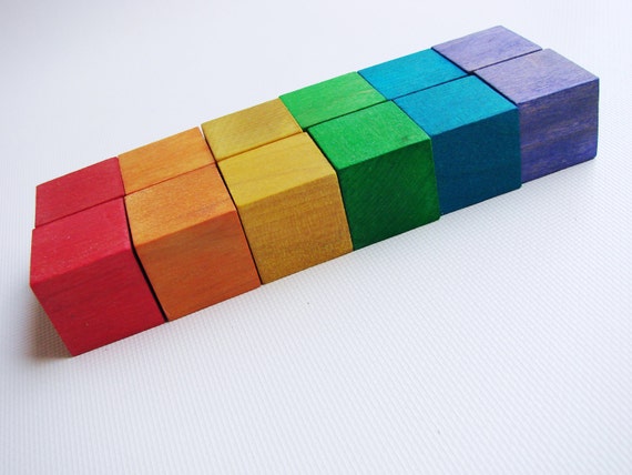 Rainbow Wood Building Blocks Starter Set Montessori Inspired | Etsy