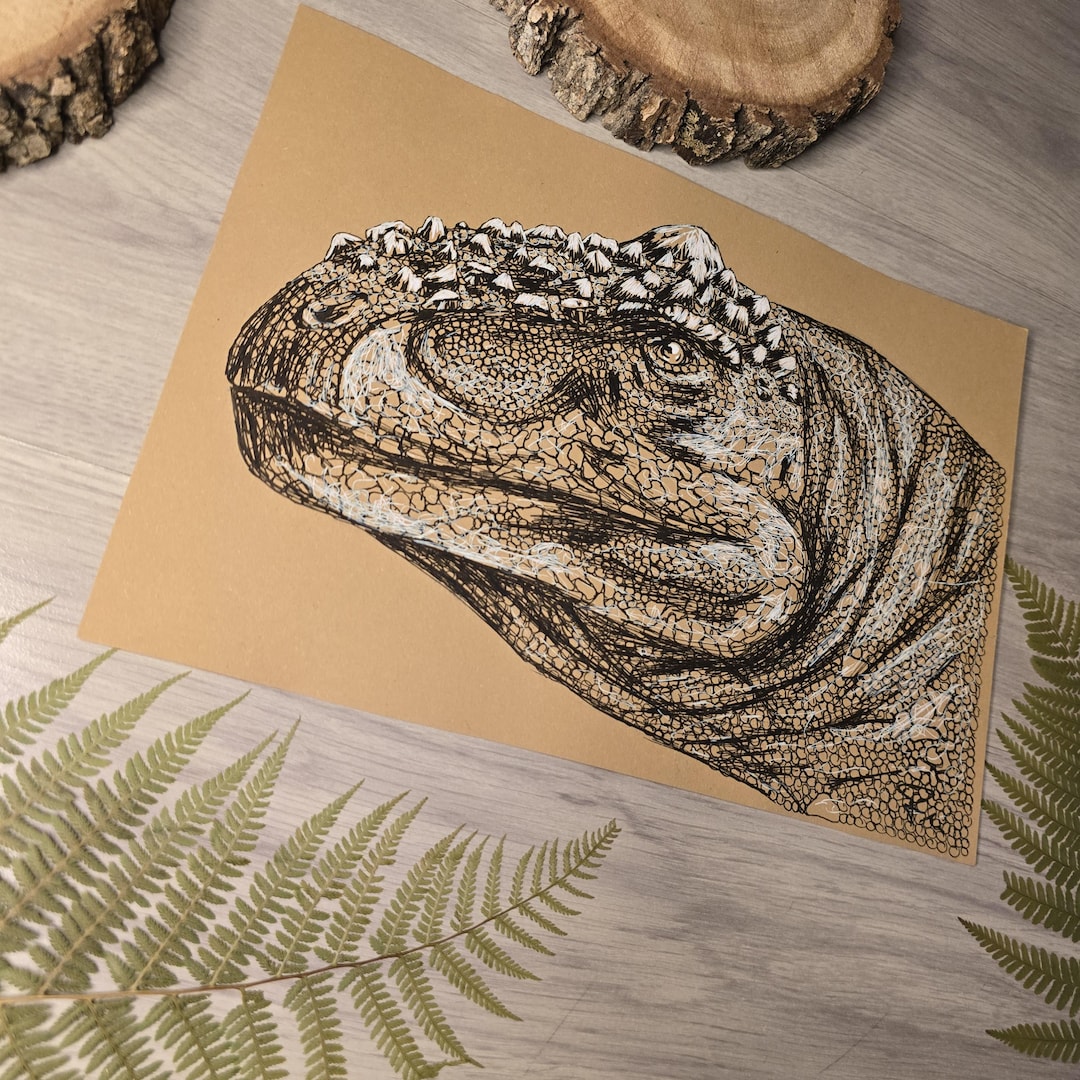 Rajasaurus, Dinosaur, Paleoart, Drawing, Art, Original, Ink - Etsy