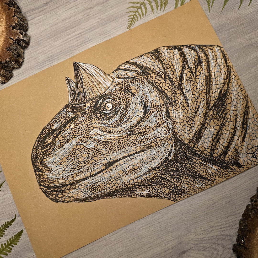 Carnotaurus, Dinosaur, Paleoart, Drawing, Art, Original, Ink - Etsy UK