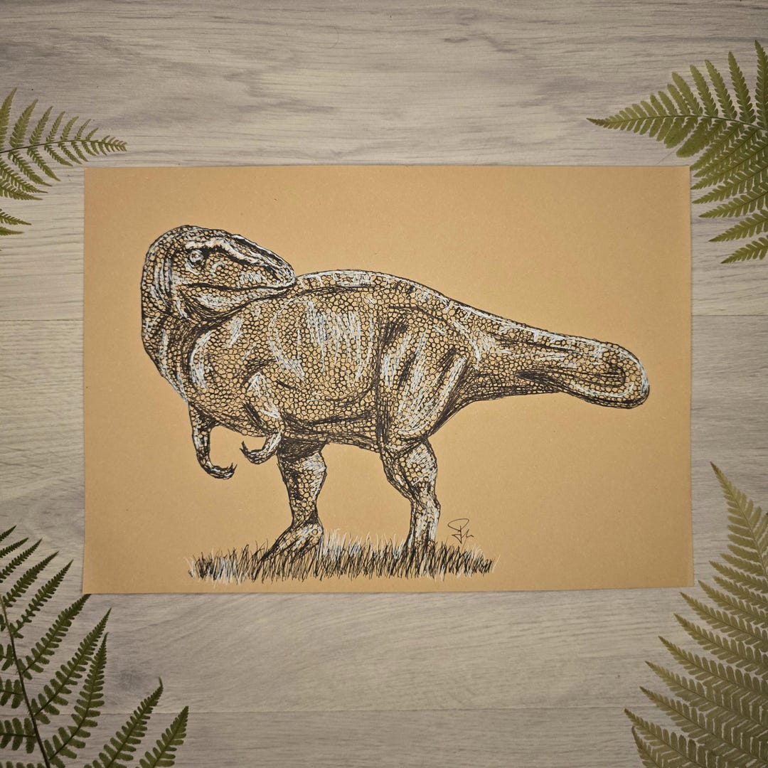 Acrocanthosaurus Ink Drawing - Etsy