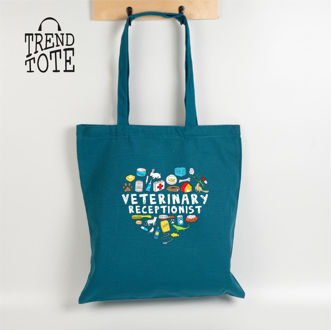 Veterinary Receptionist Gifts Colorful Canvas Tote 15", Veterinarian ...