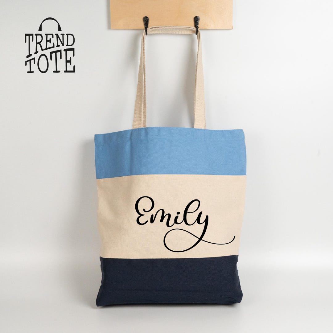 Tri Color Canvas Custom Totes Bag, Birthday Gift Canvas Tote Tri Color ...