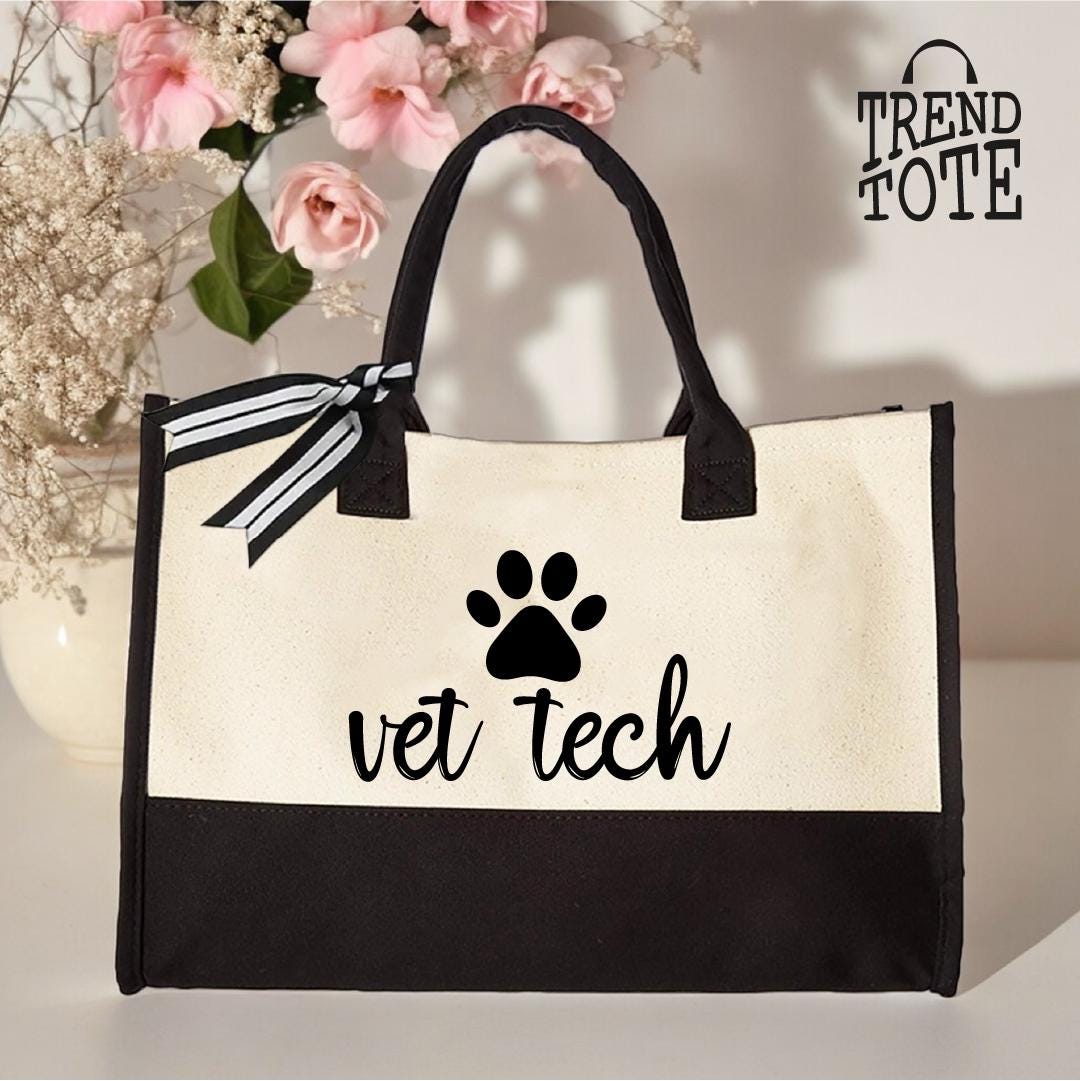 Vet Tech Paw Print Canvas Tote Bag: Veterinary Gift for Pet Moms - Etsy