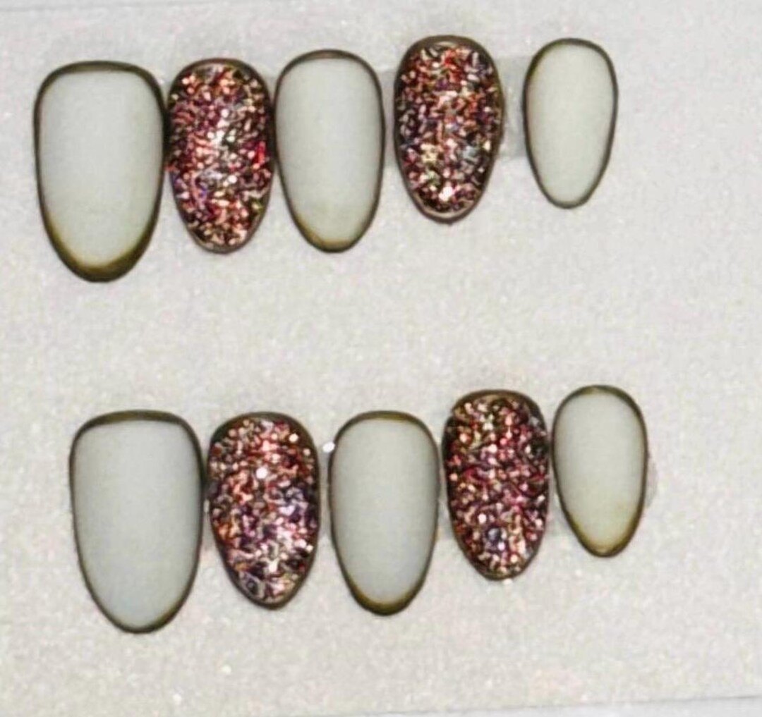 Candace-press on Nails-hand Painted Nails-luxury Nails-glitter Nails ...